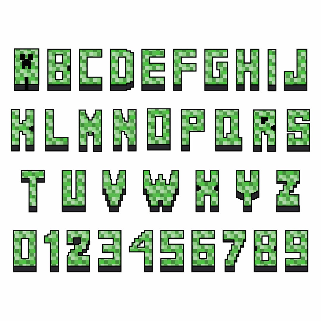 Green Pixel Font SVG, Game Letters , Pixel Craft Letters, Cutting ...