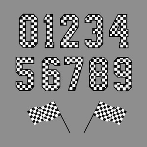 Racing Numbers SVG, Checkered Flag Numbers for Silhouette, Racing Style ...