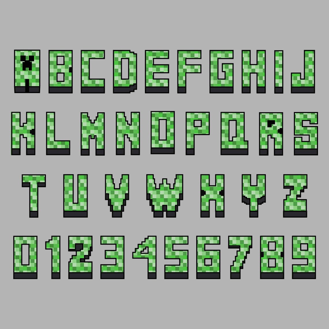 Green Pixel Font SVG, Game Letters , Pixel Craft Letters, Cutting ...