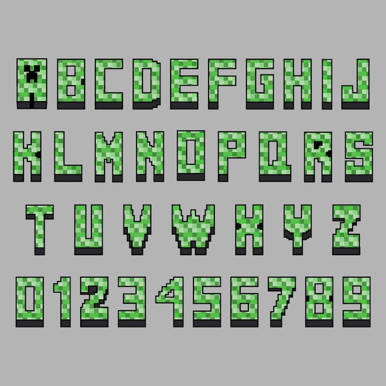 Green Pixel Font SVG, Game Letters , Pixel Craft Letters, Cutting ...