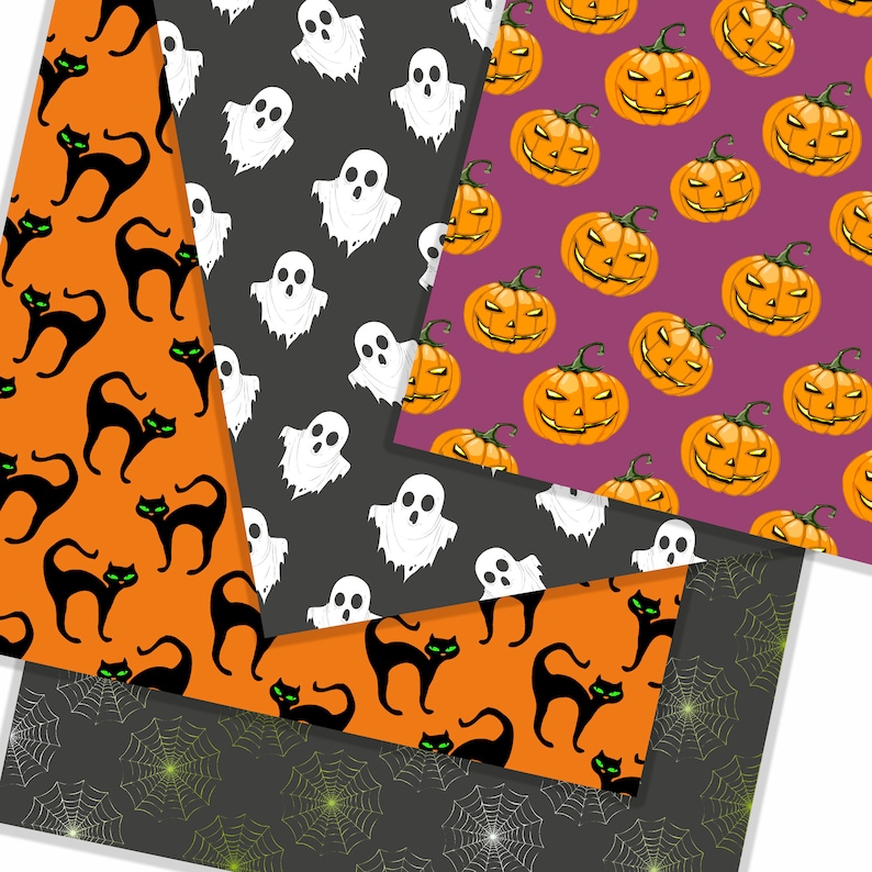 Black Halloween Digital Paper Halloween Digital Strips Orange Purple ...