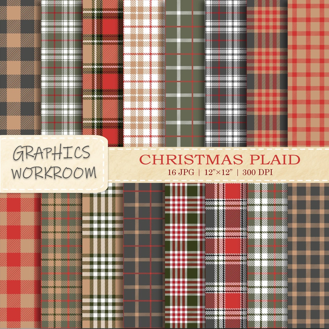 Red Brown Plaid digital paper, Plaid Backgrounds Pack, Cozy Lumberjack ...