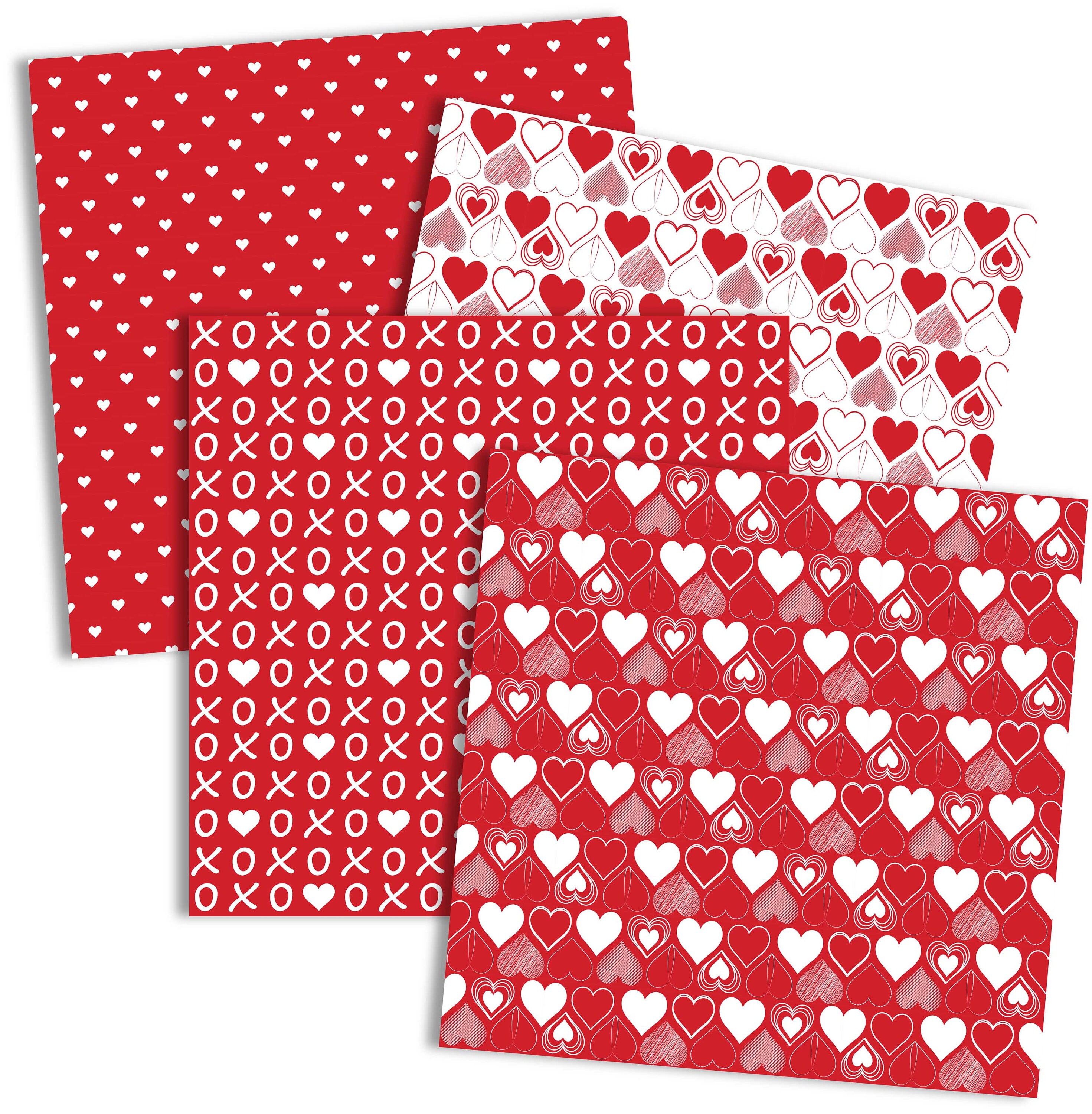 Valentine's Heart Digital Papers, Red and White Hearts, Heart ...