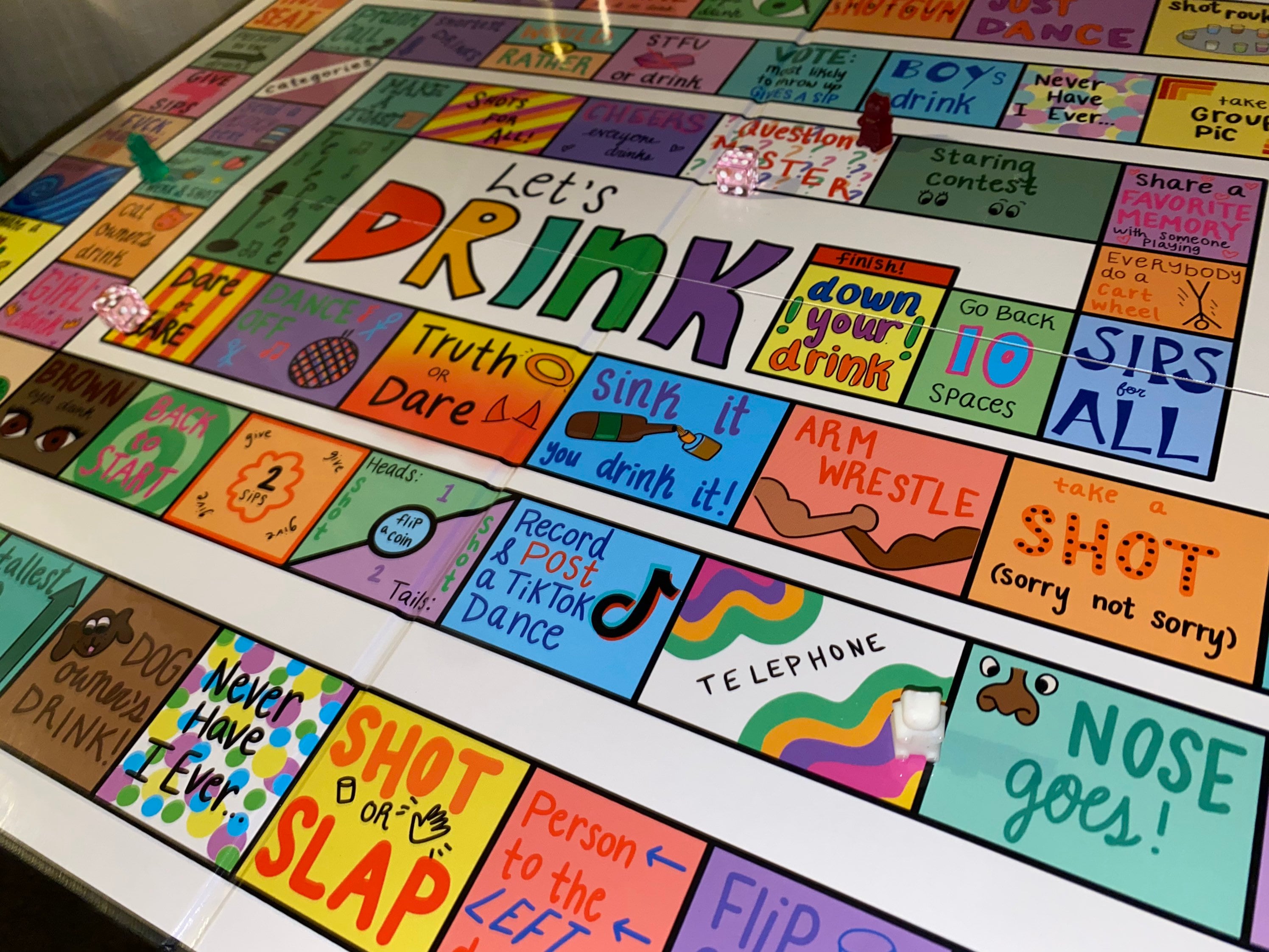 CUSTOM Let’s Drink Board Game - Let’s Get Drunk Blackout Drinking Game ...