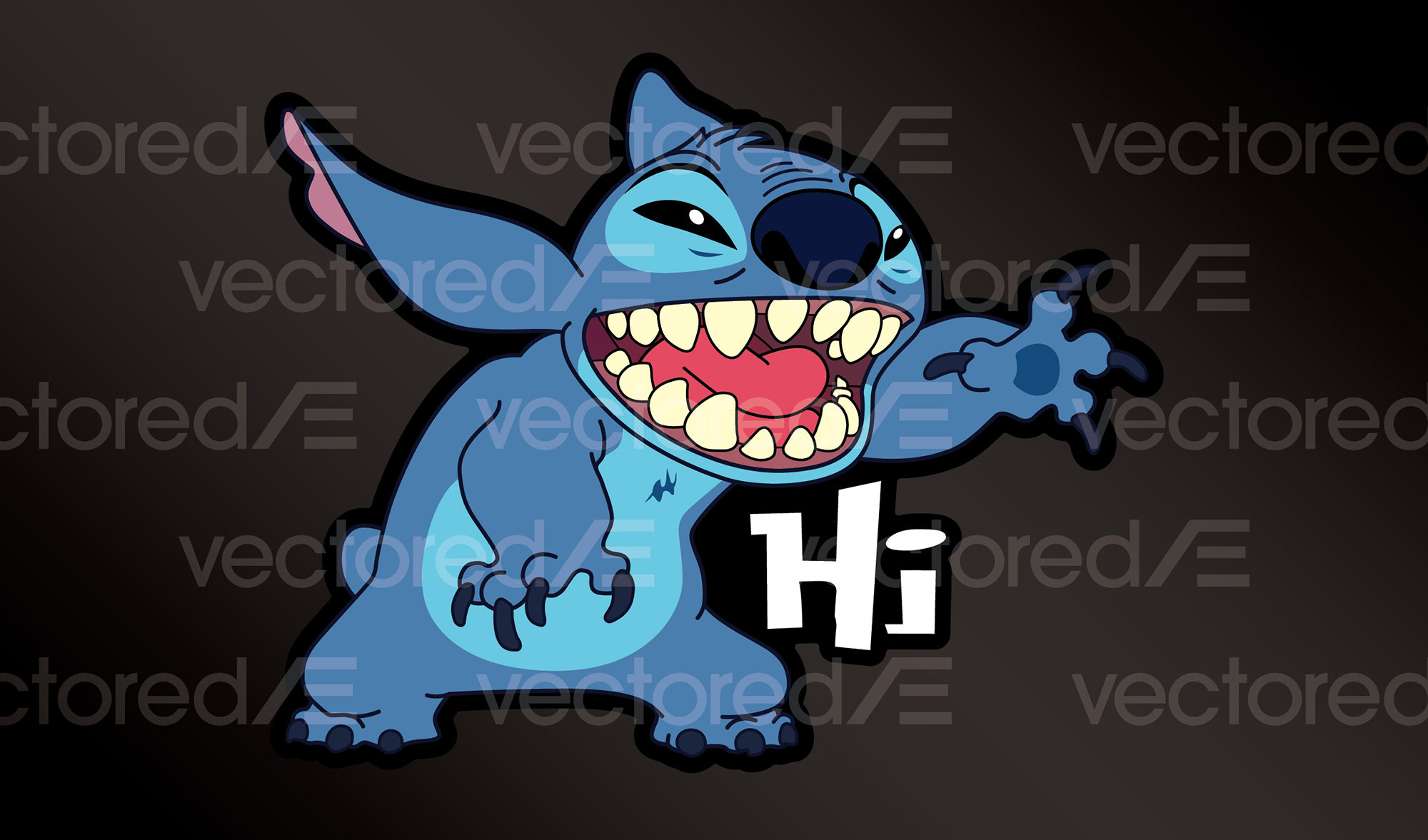Stitch "hi" Sticker - Etsy