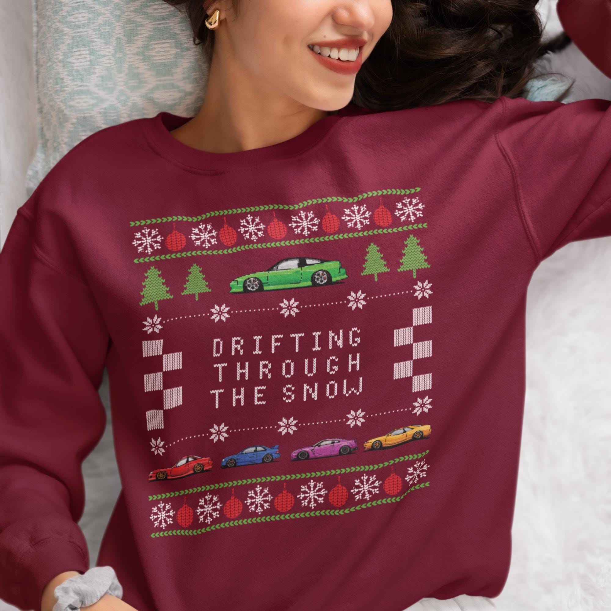 Drifting Through the Snow JDM Ugly Christmas Sweater - Etsy