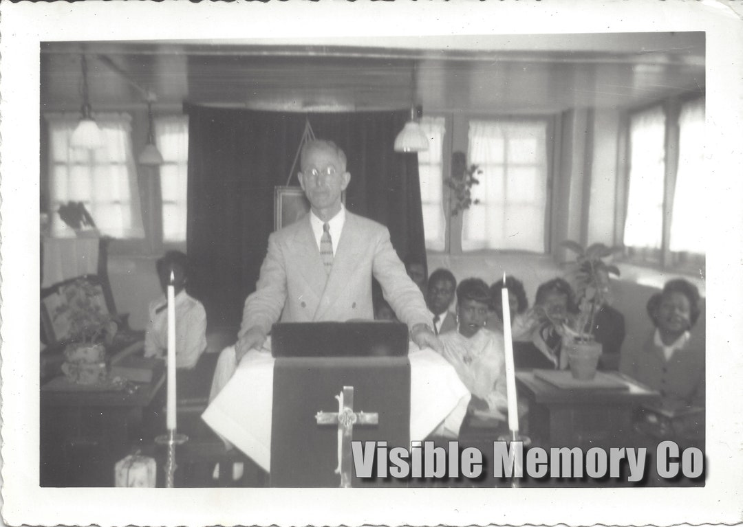 Vintage B&W 1950s Photo White Male Preacher at Podium - Etsy