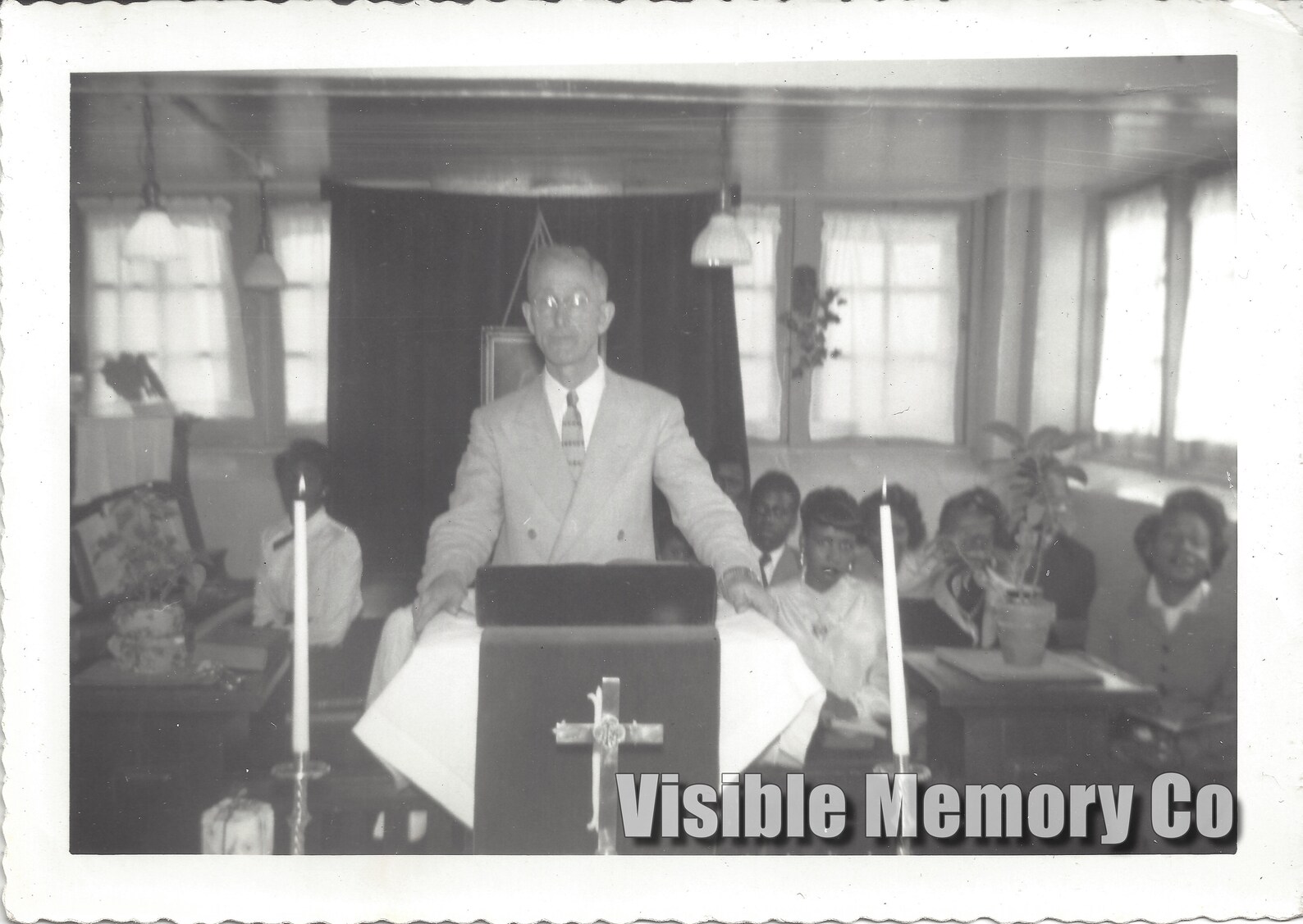 Vintage B&W 1950s Photo White Male Preacher at Podium - Etsy