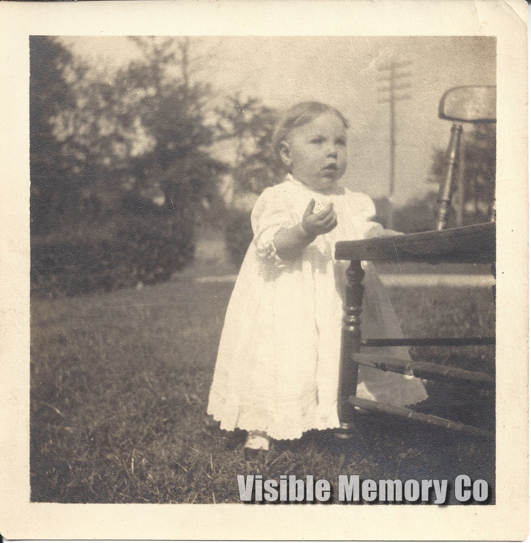 Early 1900s Sepia Photo Cute Baby Standing up Next to Wooden - Etsy