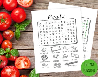 Pasta Word Search - Etsy UK