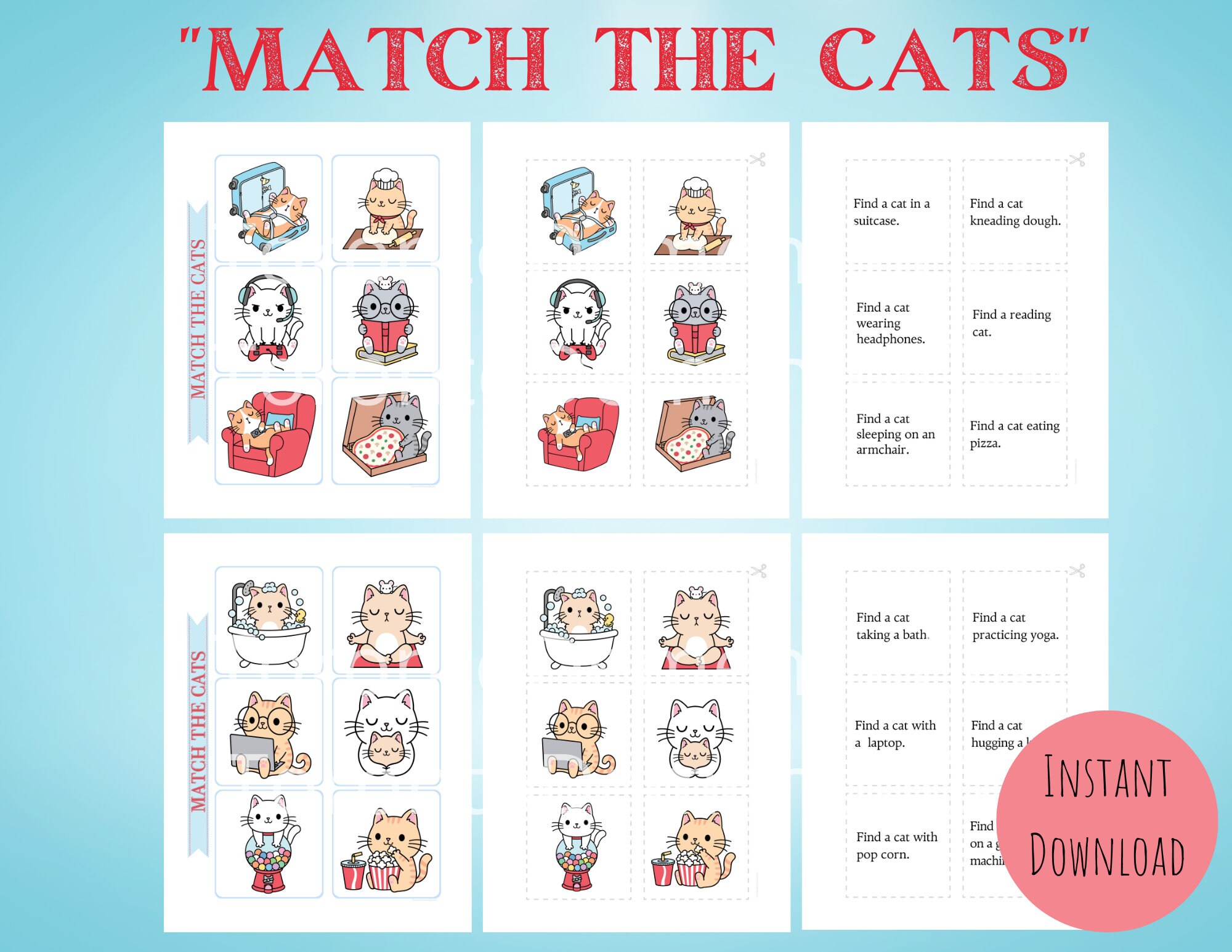 Cats, Matching Game, Sorting Game, Cat Lovers, Dementia, Alzheimer's ...
