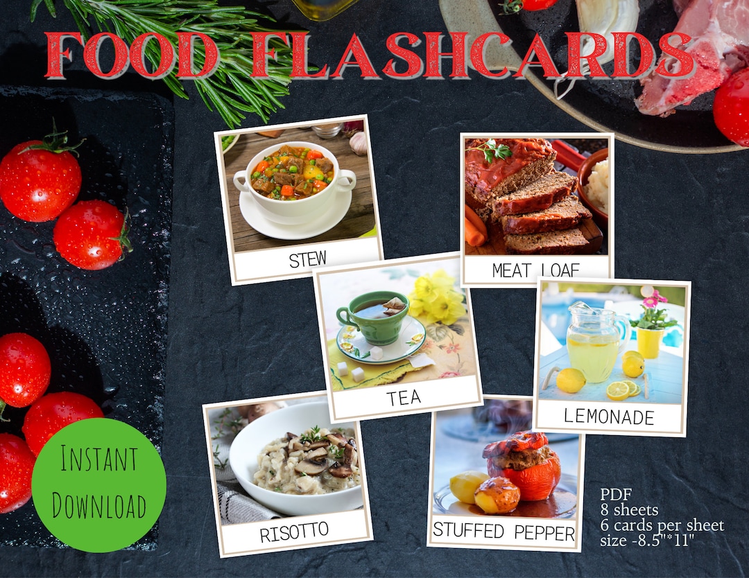 Food, Dishes, Dementia, Alzheimer's, Flashcards, Memory Prompt, Image ...