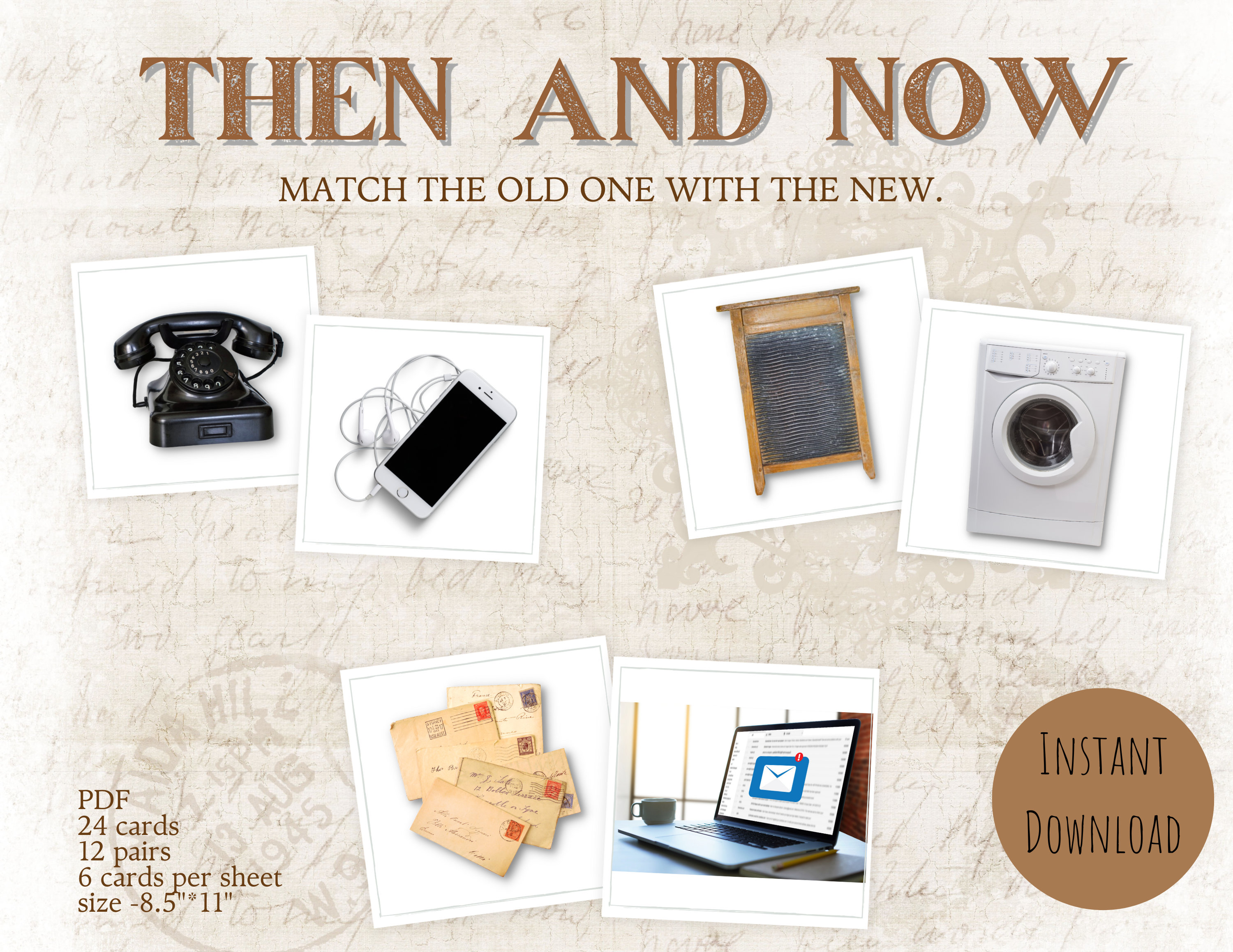 Then and Now, Match the Old One With the New, Flashcards, Dementia ...