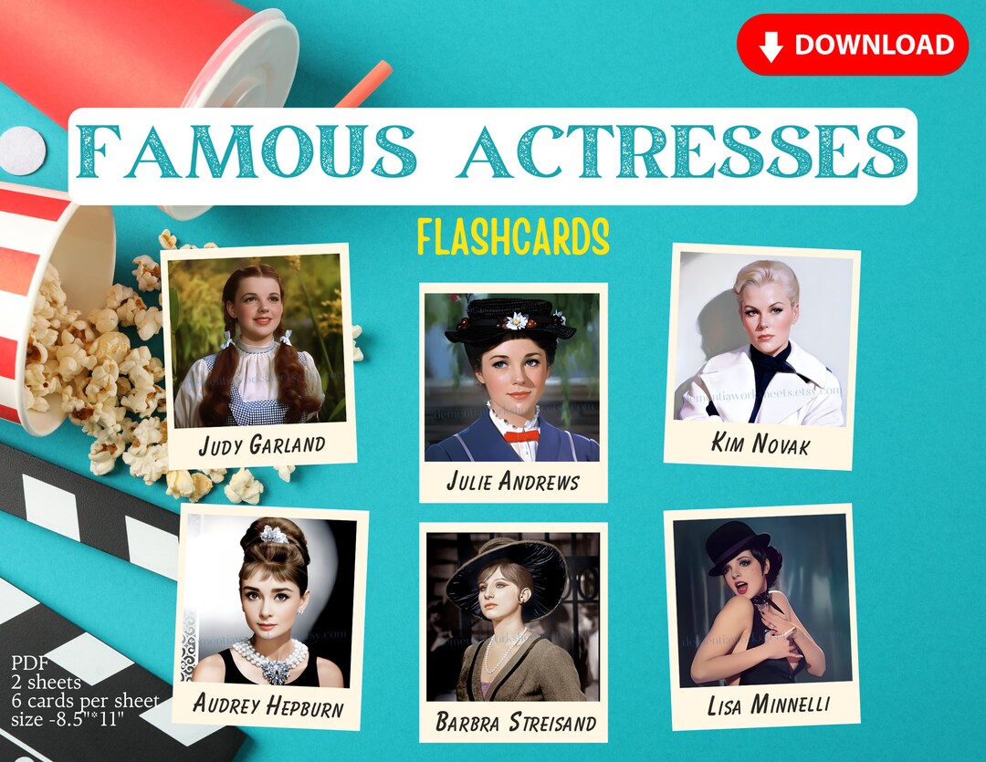 Famous Actresses Flashcards, 50s, Dementia, Alzheimer's, Flashcards ...