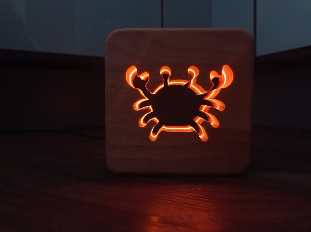 Wooden Crab Decoration With LED Night Light / Table Light, Crab, Crab ...