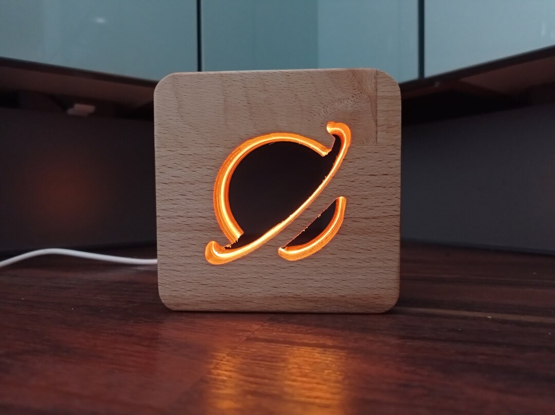 Saturn Wood Decoration Saturn Wood LED Night Light / Table Light Wood ...
