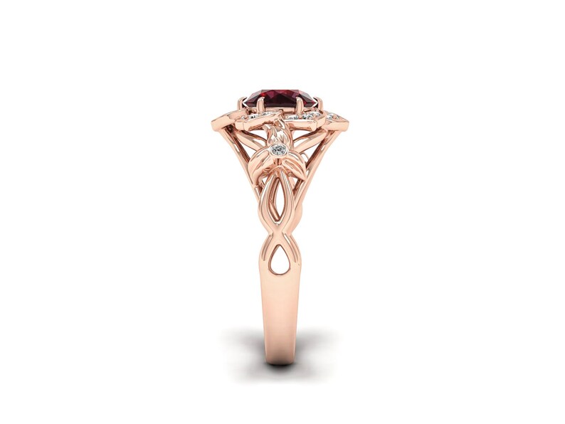 Rose Gold Garnet Wedding Ring Garnet Promise Ring for Her - Etsy