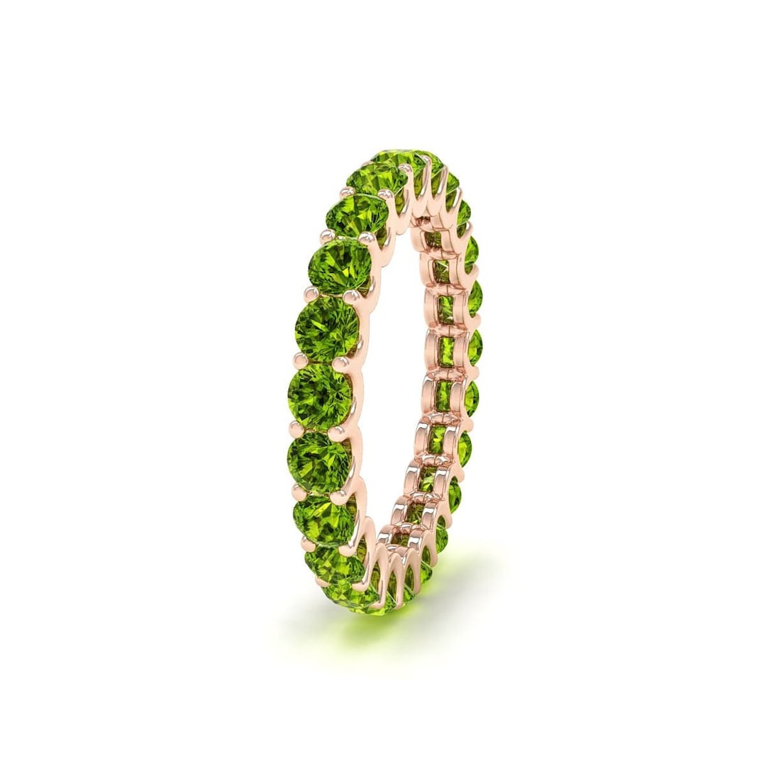 Natural Peridot Eternity Band, Peridot Ring in Silver, August ...