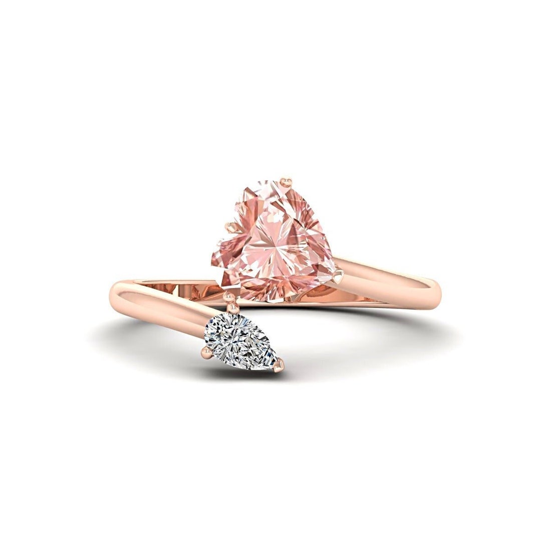 Heart Shaped Natural Morganite Engagement Ring 14K Gold Solid - Etsy