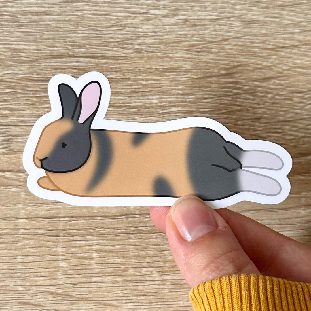 Splooting Harlequin Bunny Sticker | Bunny Sticker | Cute Sticker ...