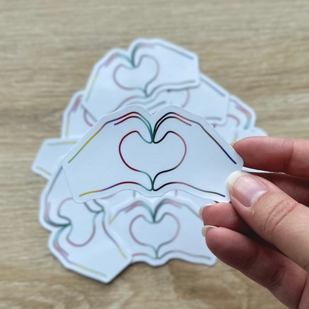 Heart Hands Sticker | Hand Heart Sticker | Glossy Waterproof Sticker ...