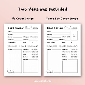 Book Review Template Printable | Reading Tracker | Digital Template ...