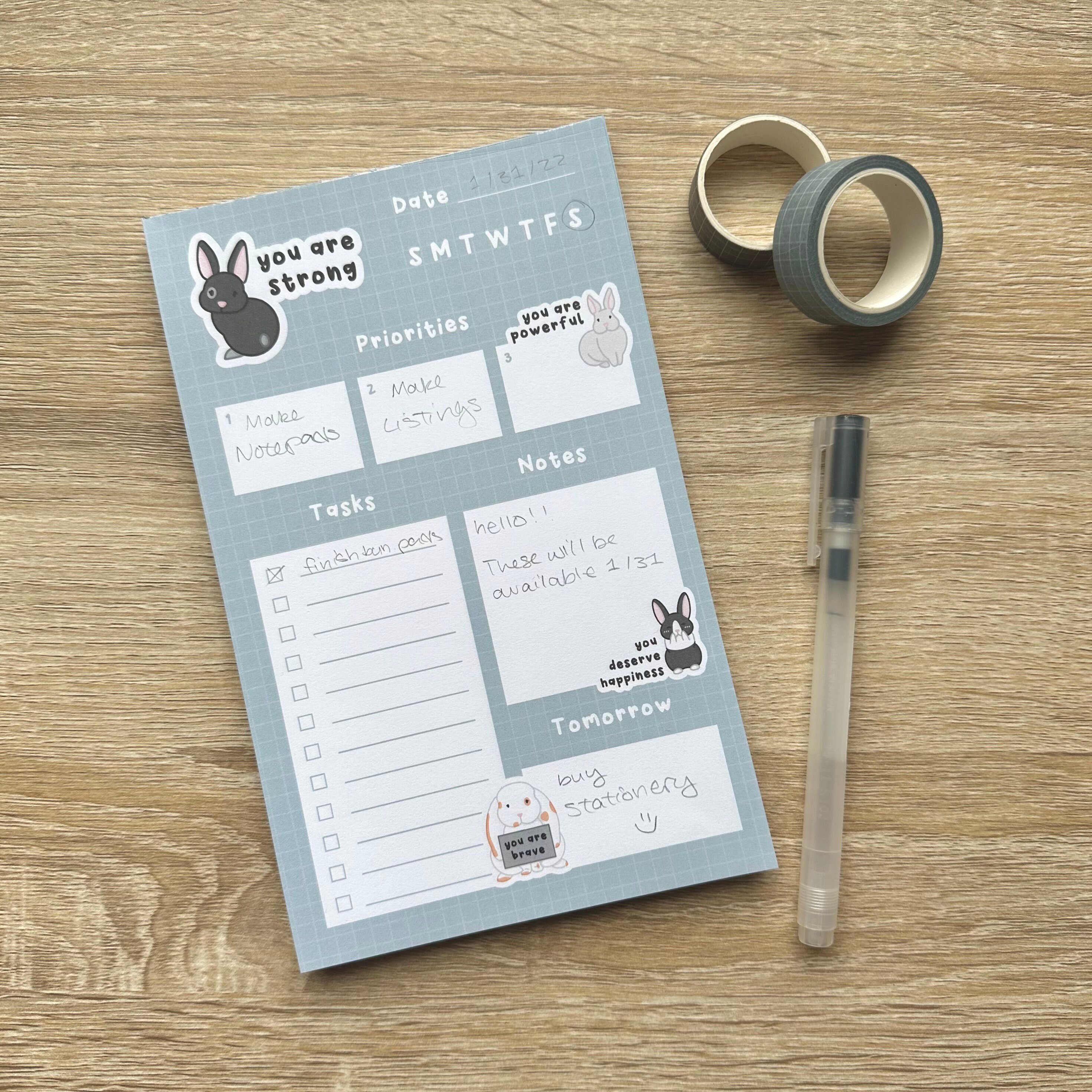 Daily Bunny Affirmations Notepad | Daily Bunnies Memopad | Cute ...
