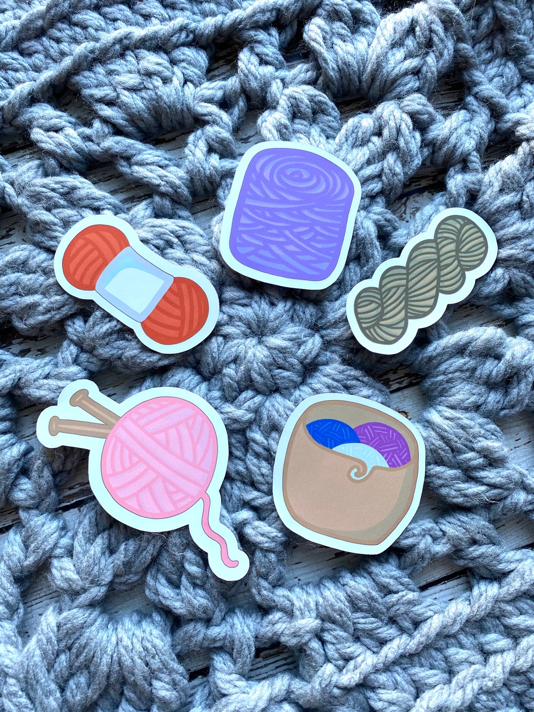 5-pack/yarn Die-cut Stickers - Etsy