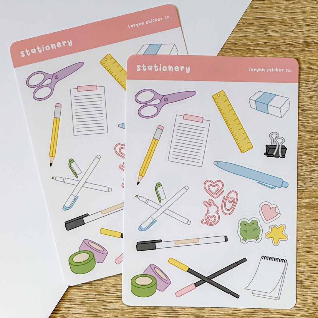 Stationery Sticker Sheet | Stationery Stickers | Office Supplies | Back ...