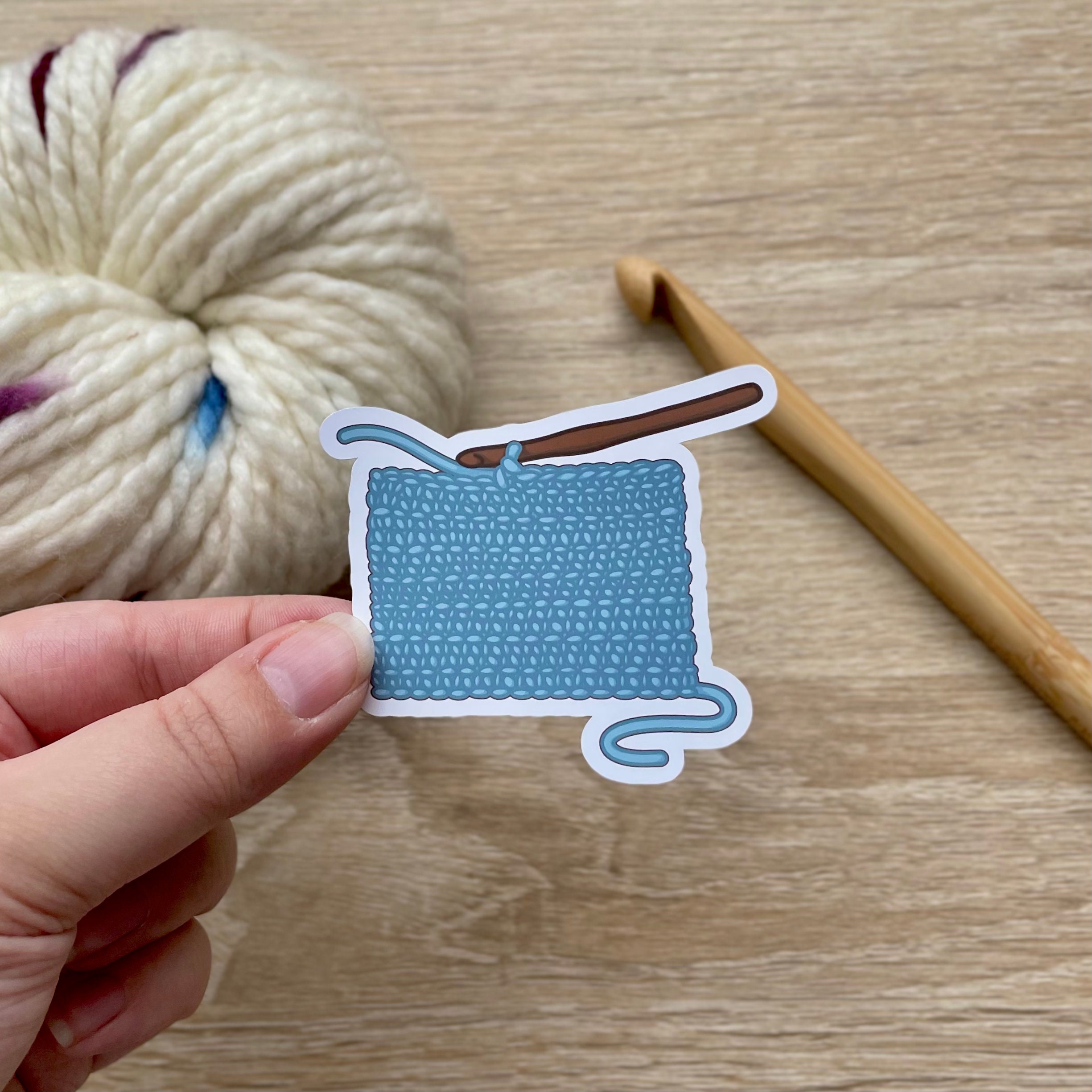 Crochet Sticker Blue Crochet Sticker Crocheter Sticker - Etsy