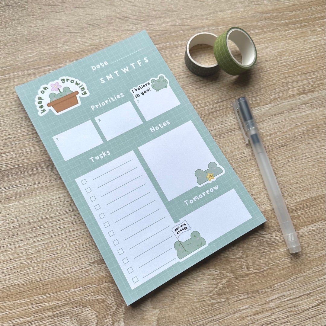 Daily Frog Affirmations Notepad | Daily Frogs Memopad | Cute Stationery | Cute Bordered Note Pad ...