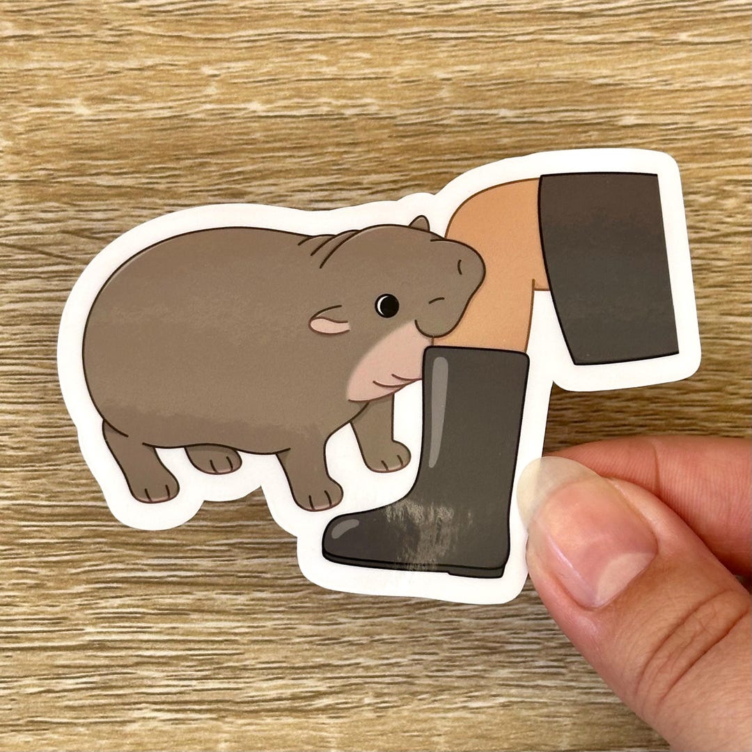 Biting Baby Pygmy Hippo Sticker | Hippo Sticker | Cute Sticker | Animal ...