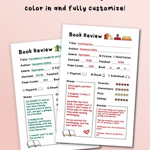 Book Review Template Printable | Reading Tracker | Digital Template ...