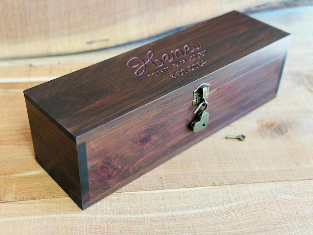 Aged Chestnut Cedar Wine Box, Engraved, Ceremony Box, Love Letter Box ...