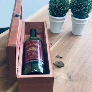 Engraved Cedar Wine Box With Lock or Latch, Hand Rubbed Finish ...