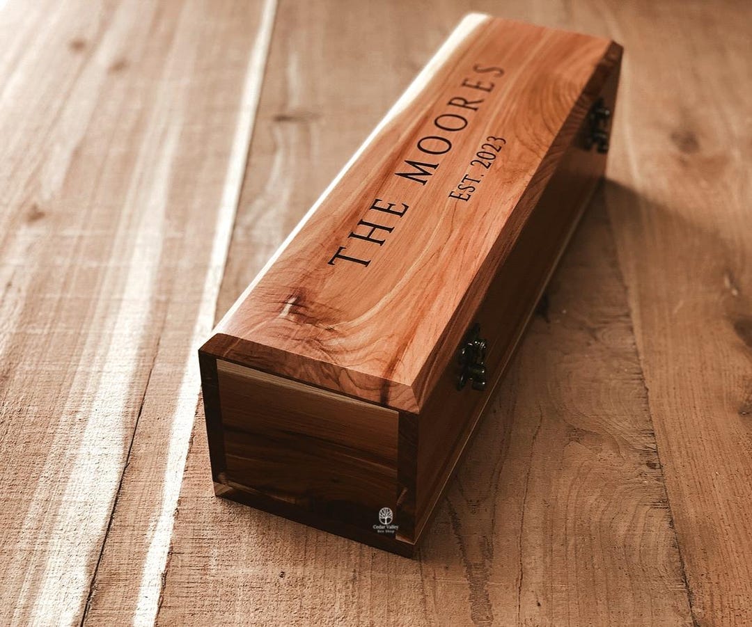 Engraved Cedar Bottle Box Box With Lock or Latch, Ceremony Box, Love ...