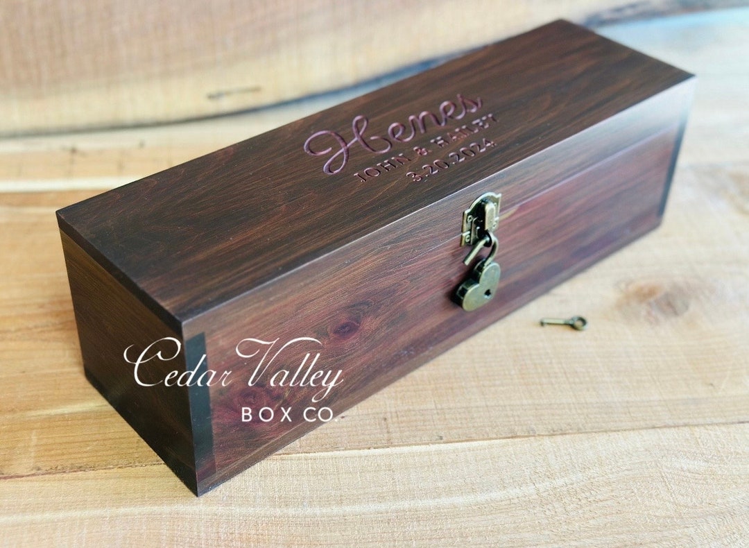 Aged Chestnut Cedar Wine Box, Engraved, Ceremony Box, Love Letter Box ...