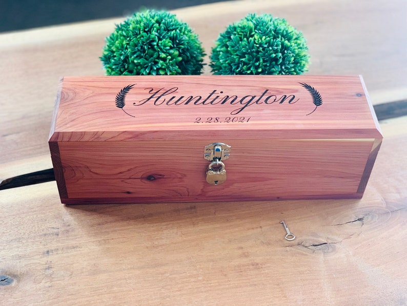 Engraved Cedar Wine Box With Lock or Latch Hand Rubbed - Etsy