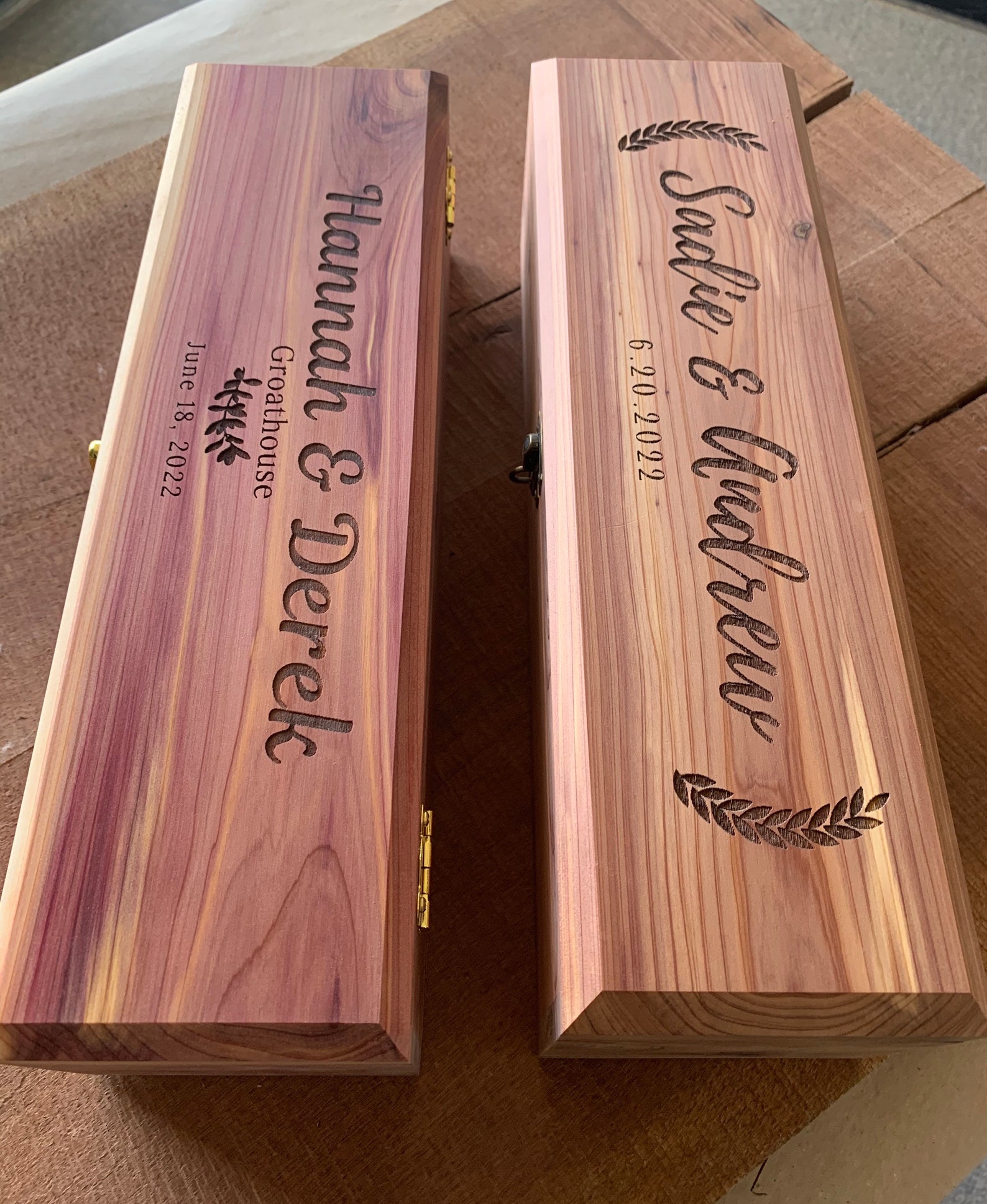 Engraved Cedar Wine Box With Lock or Latch Hand Rubbed - Etsy