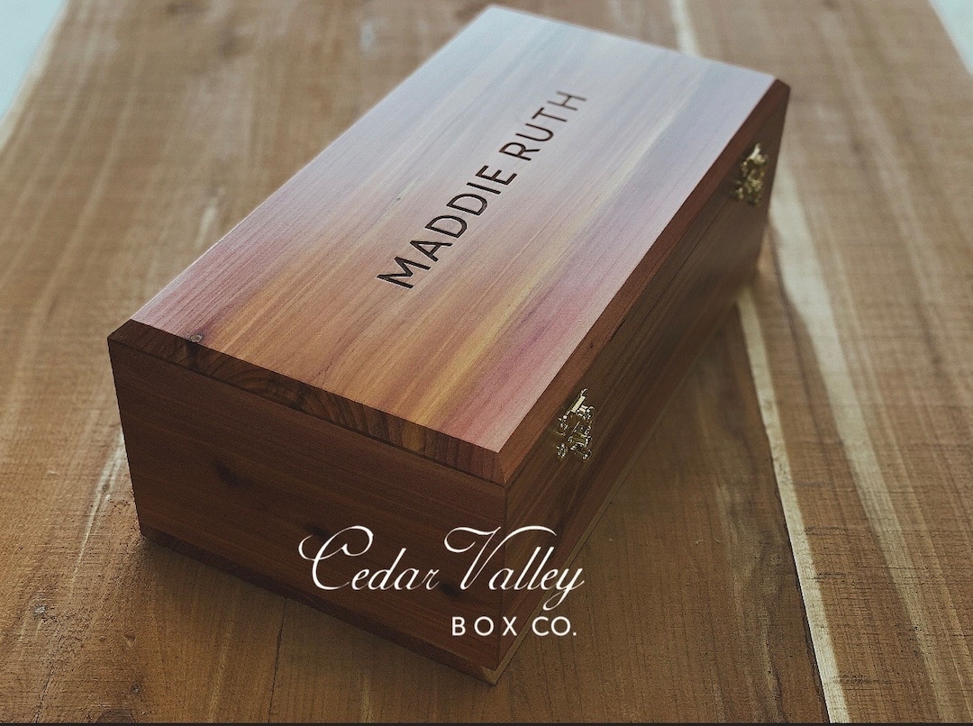 Cedar Memory Chest, 15 X 8 Engraved Wood Box With Lock, Engraved Cedar ...