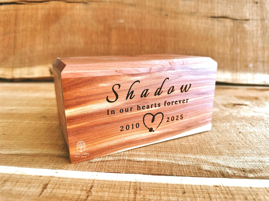 Engraved Cedar Pet Urn Box, Dog, Cat Memorial, Keepsake, Ashes, Wood ...