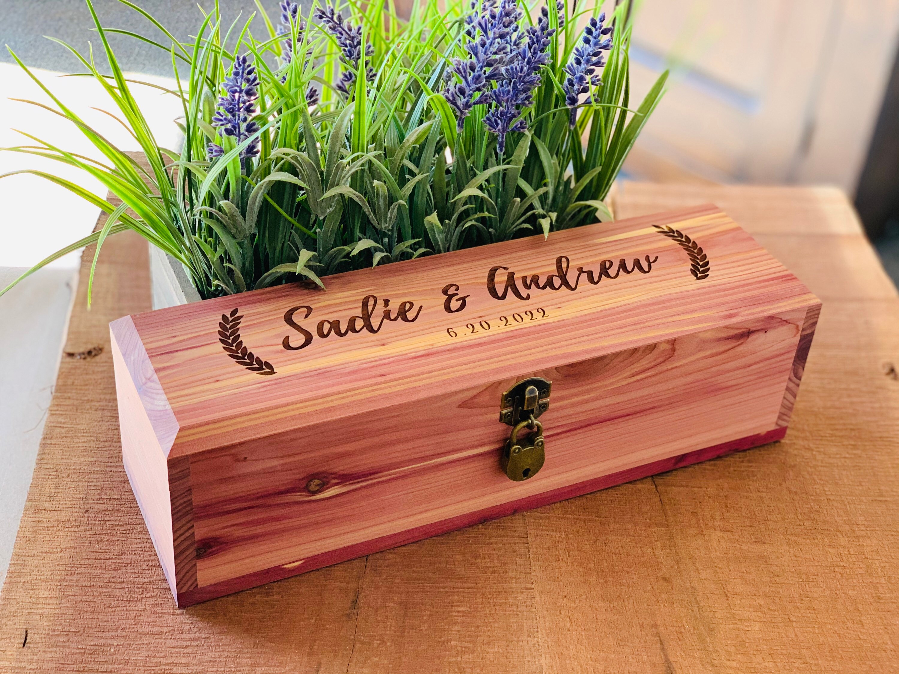 Engraved Cedar Wine Box With Lock or Latch Hand Rubbed - Etsy