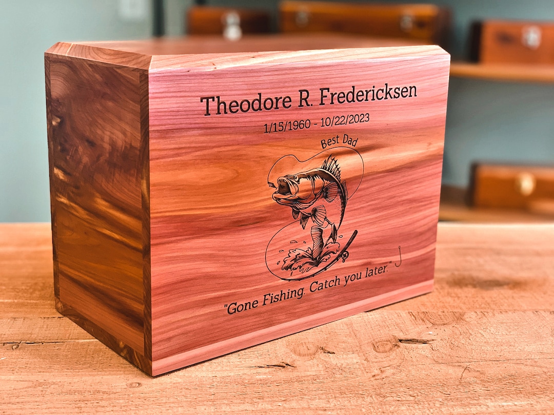 Fish Urn custom Image Cedar Urn /wooden Urn for Human Ashes Urn for ...