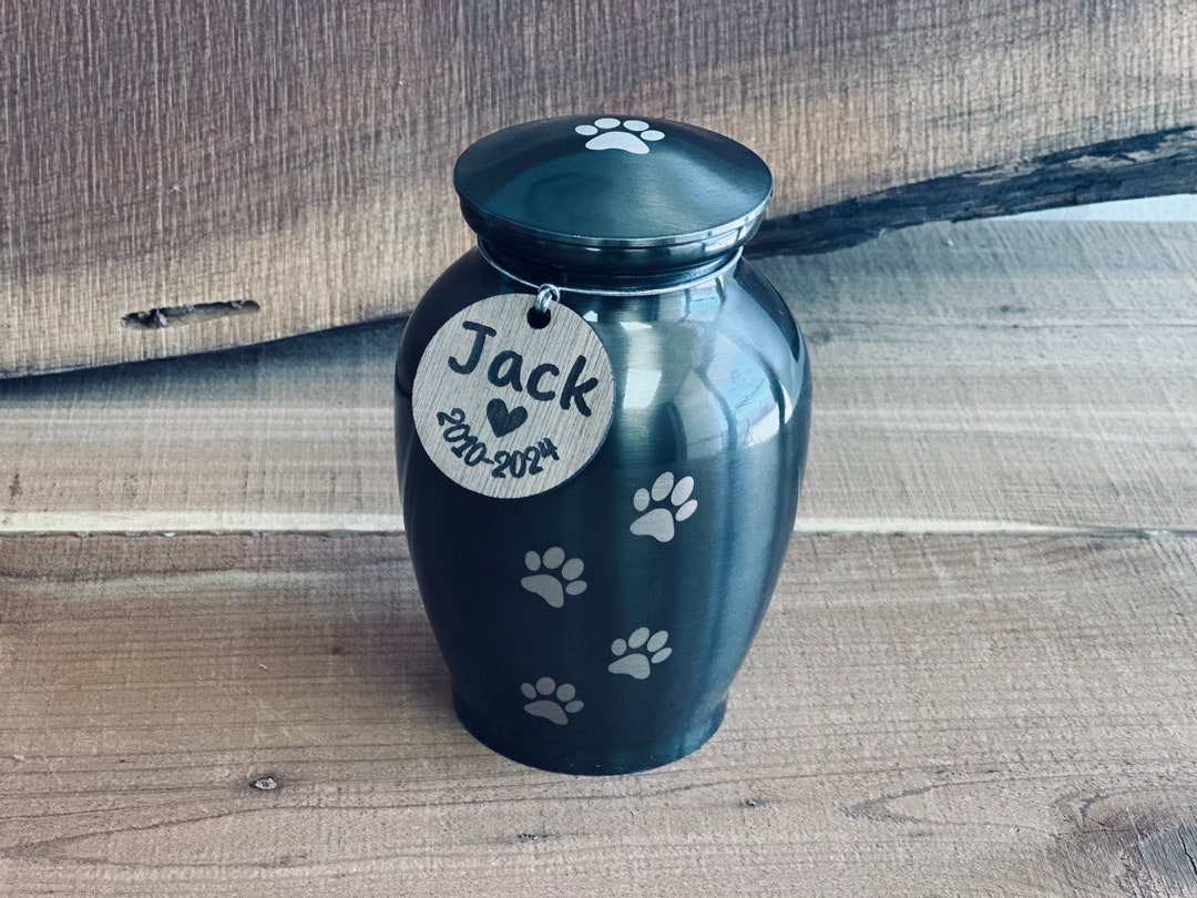 Pawsome Metal Urn, 6 Engraved Metal Urn With Personalized Tag, Dog Urn ...