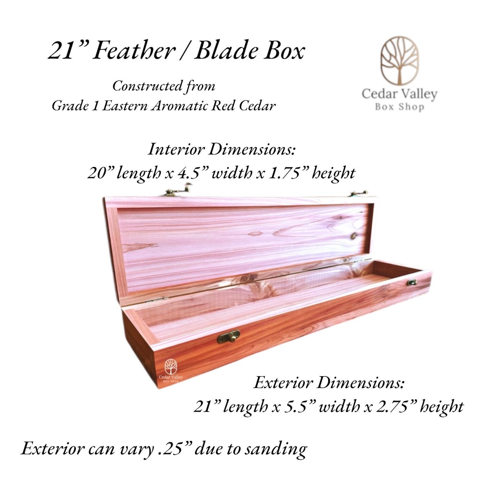 21” X 5.5”x 2.75” Eastern Aromatic Cedar Feather Box, Engraved Native ...