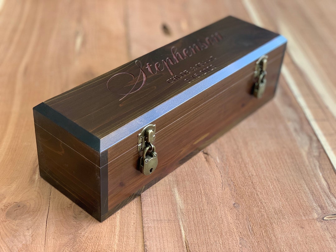 Aged Chestnut Cedar Wine Box, Engraved, Ceremony Box, Love Letter Box ...