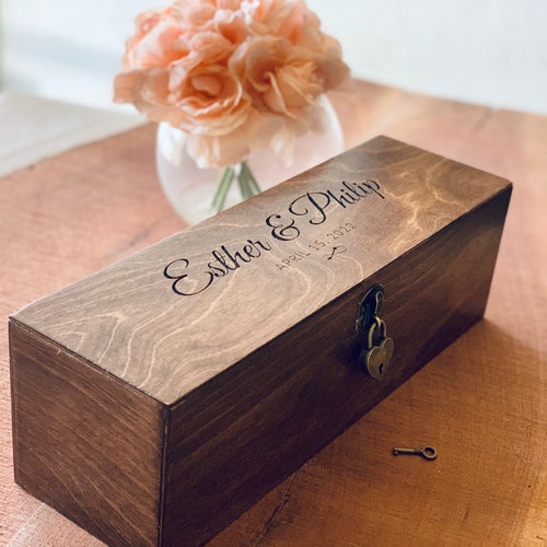 Personalized Wooden Gift Box With Lock & Key Engraved Wood - Etsy