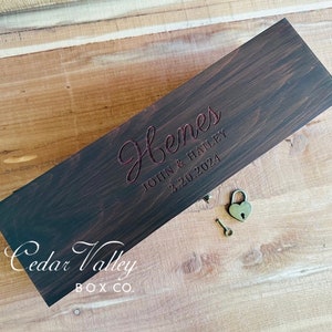 Aged Chestnut Cedar Wine Box, Engraved, Ceremony Box, Love Letter Box ...