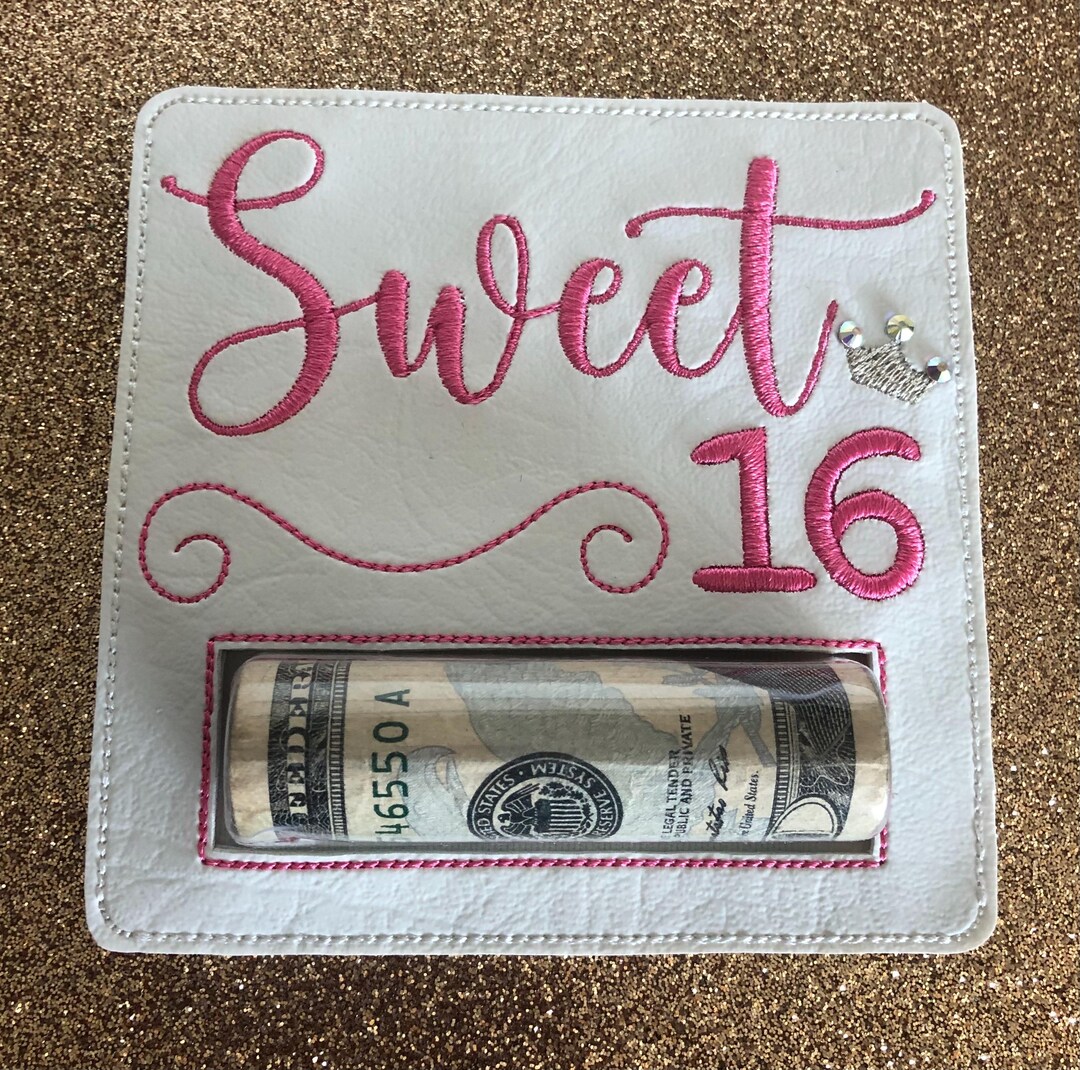 Sweet 16 Money Holder With Silver Crown and 3 Small Rhinestones to Add Sparkle to the Crown ...