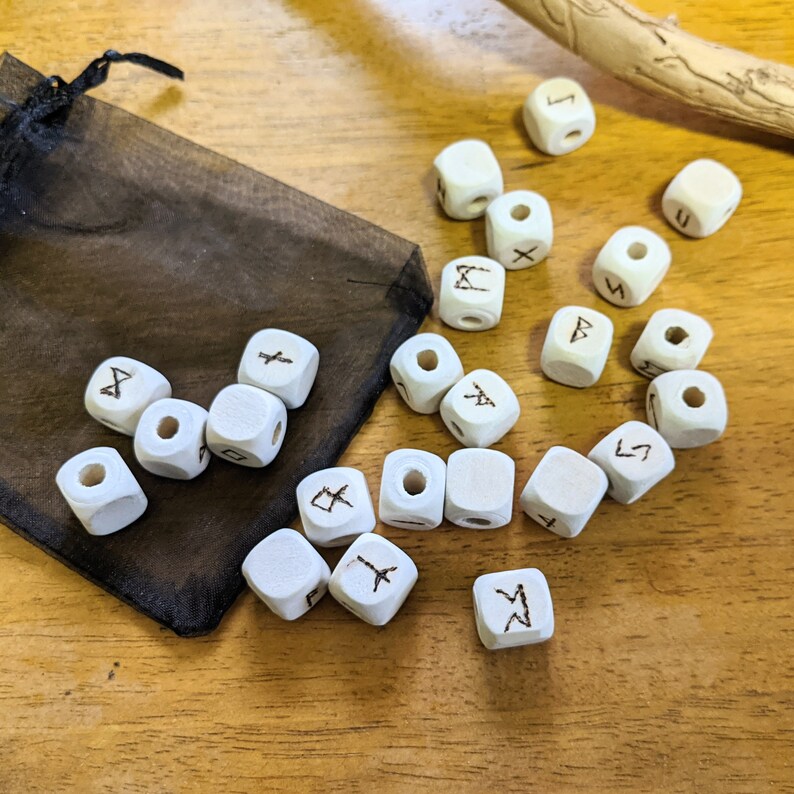 Elder Futhark Runes Wood Burned 6 Sided Cube Dice Rune Set - Etsy